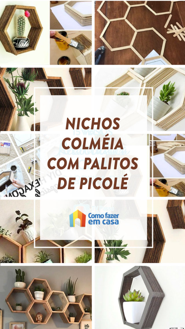 Nichos de palitos de picolé tipo colmeia - Como fazer em casa