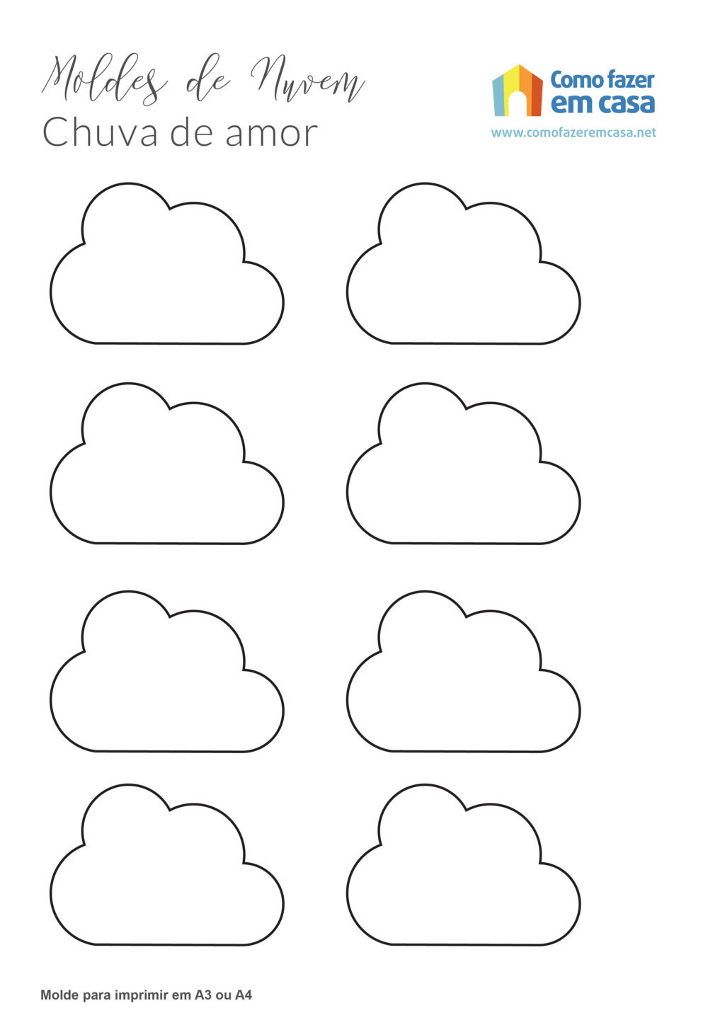 Molde Nuvem Para Imprimir - RETOEDU