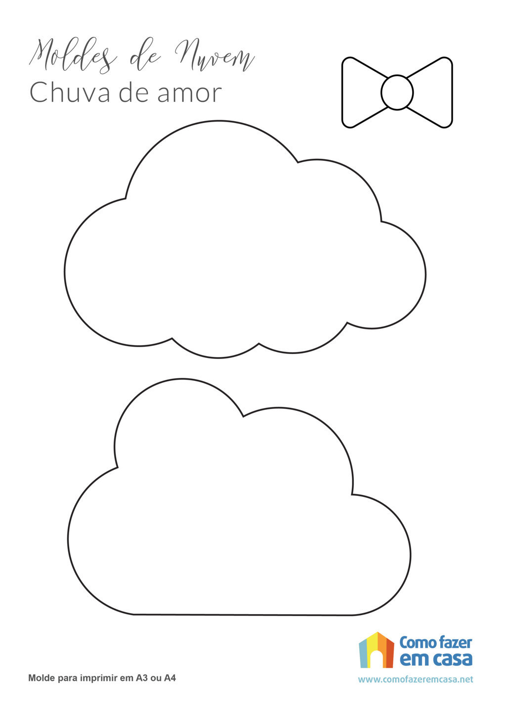 Molde nuvem chuva de amor - Como fazer em casa