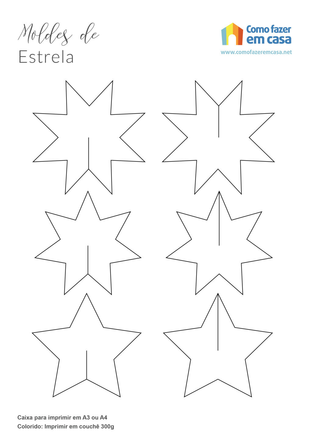 Molde de estrela para imprimir | Como fazer em casa